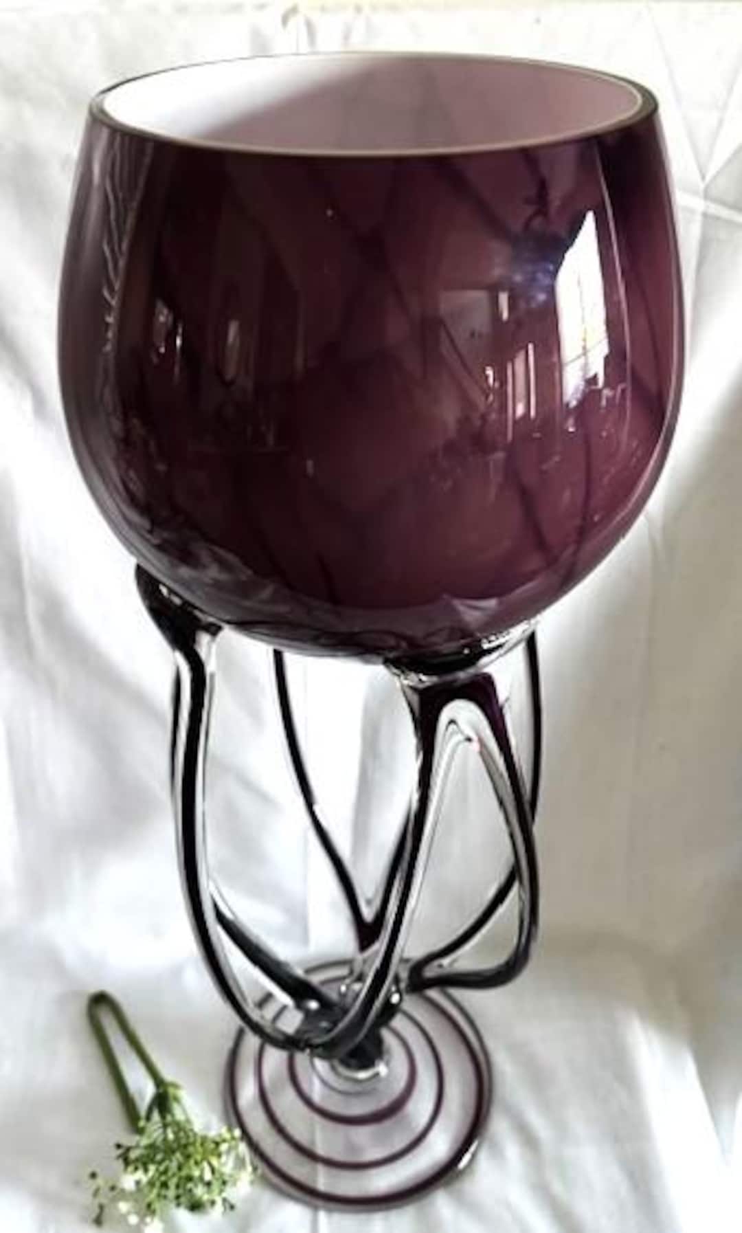 Vintage Mid-century Tall Makora-krosno Glass Hand-blown Amethyst Marble ...