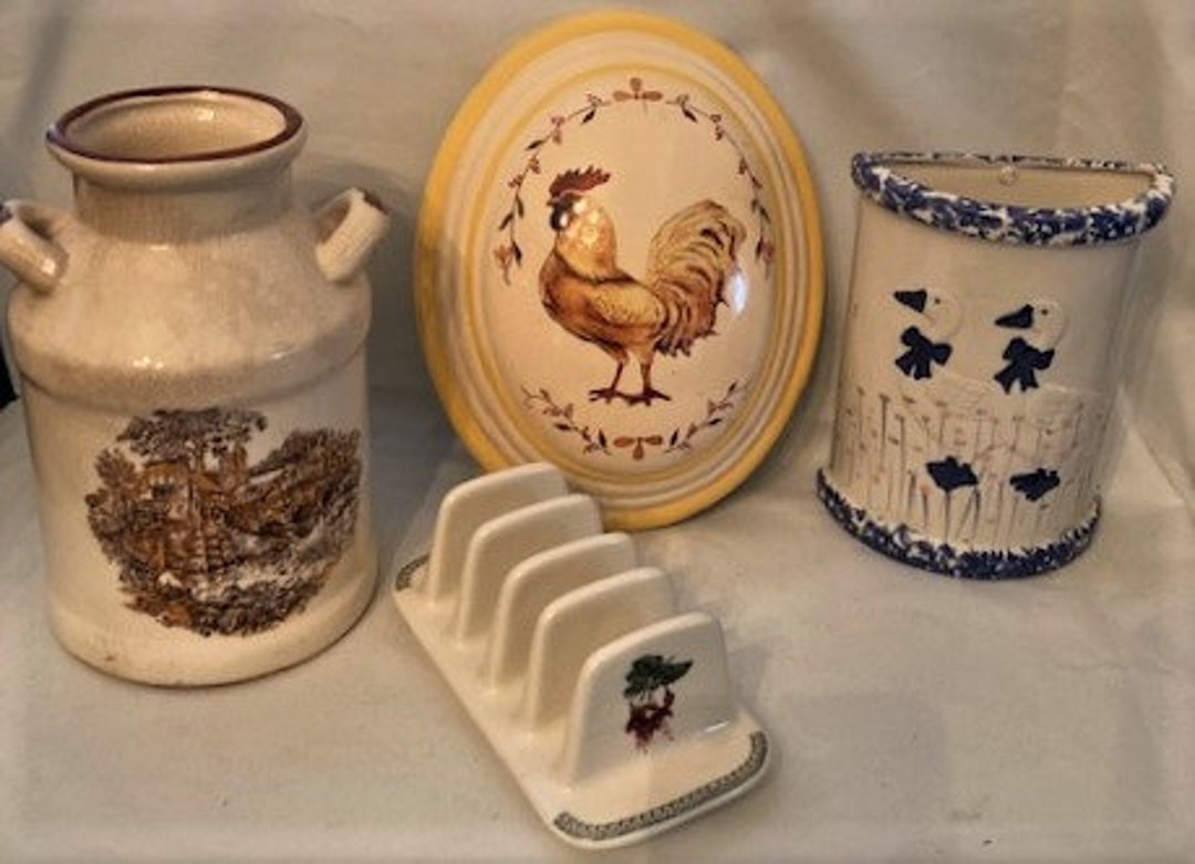 Vintage Antique-kitchen Décor Toast Rack Ceramic Ducks Wall Pocket ...