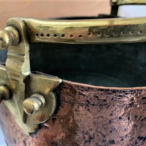 Vintage Mid Century Hand-made Hammered Large Copper Pot W/brass Handle ...