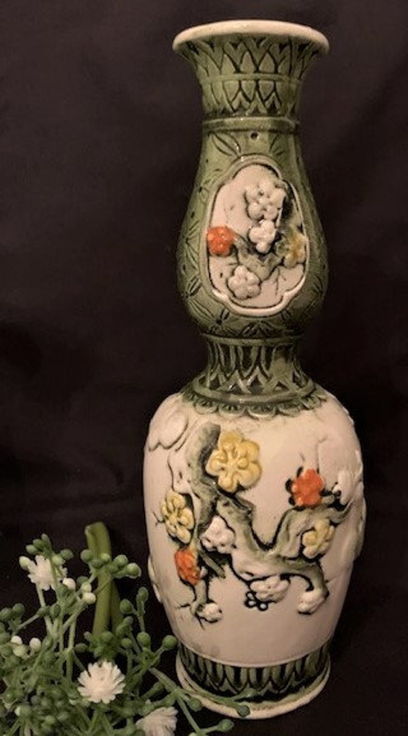 Vintage INARCO Japanese Cherry Blossom Bud Vases Flowers Hand Painted ...