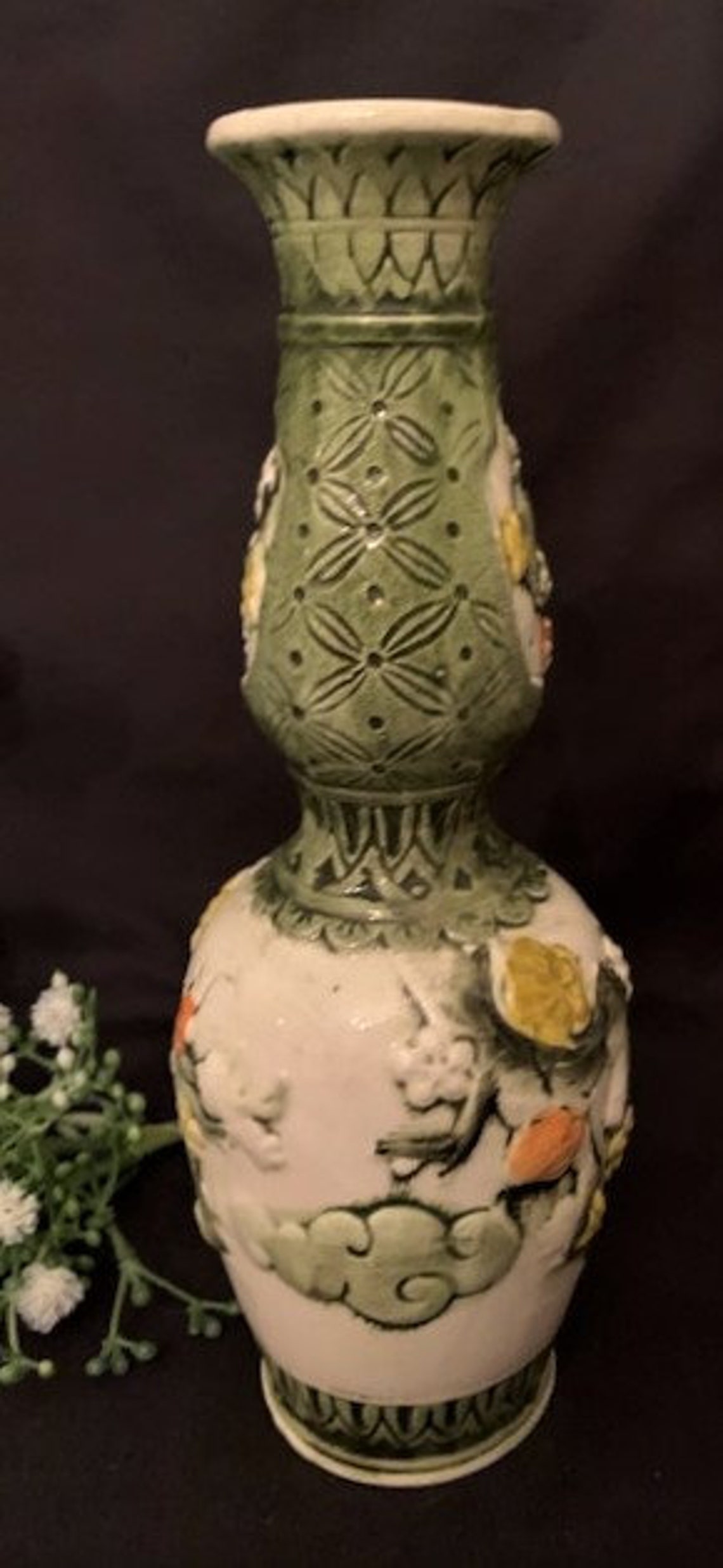 Vintage INARCO Japanese Cherry Blossom Bud Vases Flowers Hand Painted ...