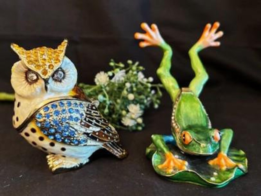 Vintage Kingspoint Design kd Trinket Box Collection Vivid Enamel Colors ...