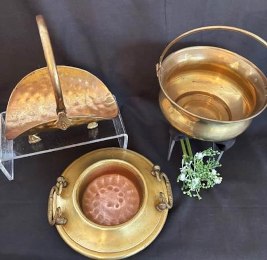 Vintage Variety Decorative Collection-brazier Pot-hammered Brass Basket ...