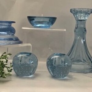 Vintage Variety Collection Candlestick Holders - Fostoria Tall Icy Blue ...