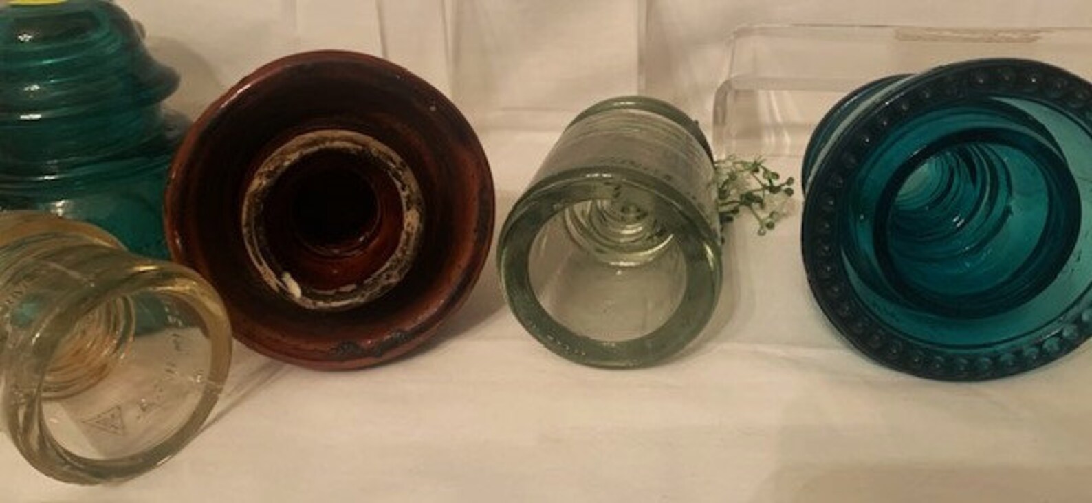 Vintage Collection of Clear & Turquoise Glass Insulator- Armstrong's ...