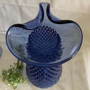 Vintage Indiana Glass Regal Blue Diamond Point Cut Glass -diamond Point ...