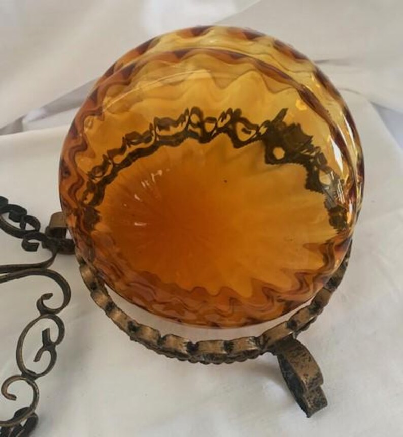 Vintage Clevenger Bros. Glass Amber Hand Blown Bubble Swirl Glass Vase ...