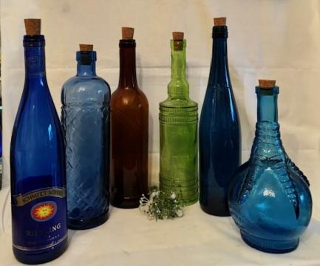 Buy Vintage Variety Decorative Glass Bottles Collection Light Green ...