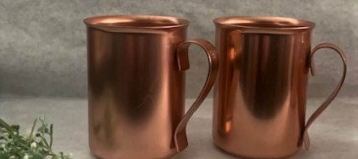 Vintage Bascal Aluminum Copper Color Mugs/cup With Handle Set - Etsy