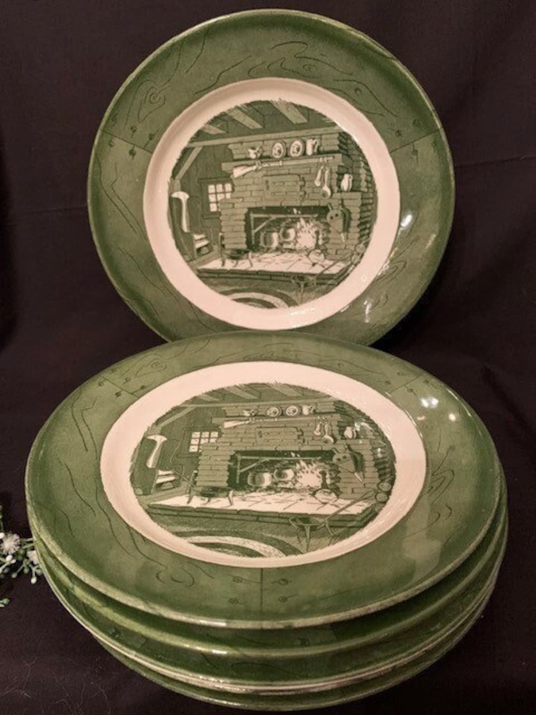 Vintage "colonial Homestead by Royal" Dinner Plate Underglaze Sage ...