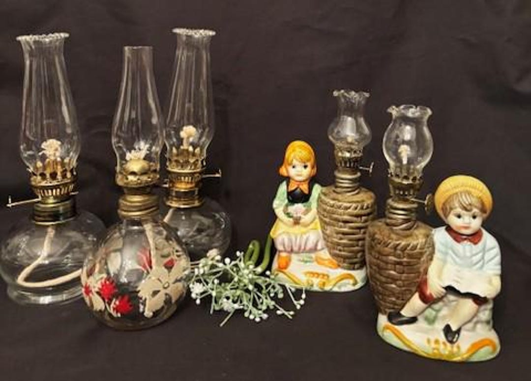 Vintage MCM Mini/small Oil Lamps Variety Style Size and Colors Oil ...