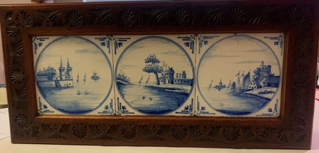 Vintage/antique 19th Century Rare Hand Painted Delft Blue 3 Tile in ...