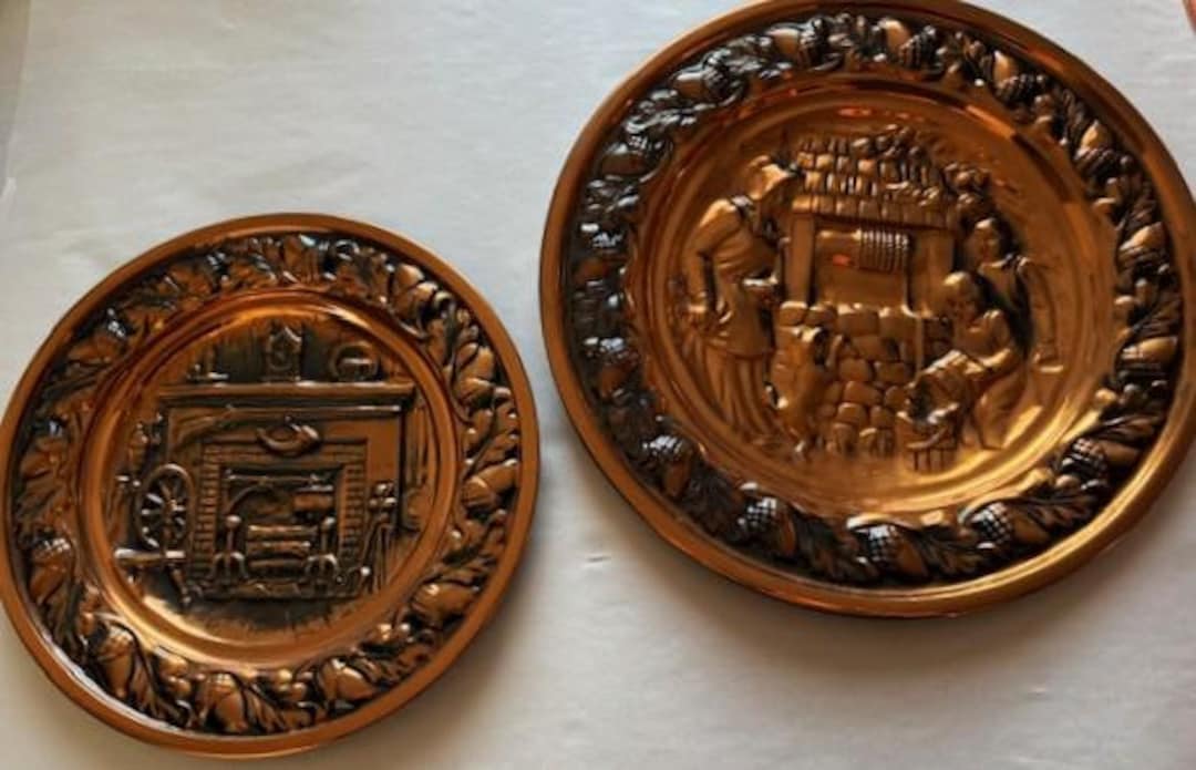 Vintage Copper Plates by Coppercraft Guild Family Filling Water From ...