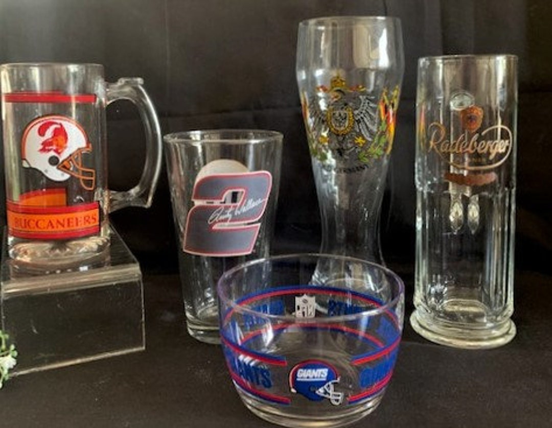 Vintage Collectible Collection Glass Beer Mug & Tall Beer Glasses NFL ...