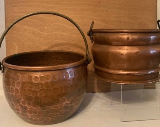 Vintage Imax Old-world Copper Pot With Brass Handle & Round Hammered ...