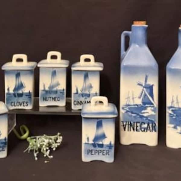 Vintage Delft Canisters - Etsy