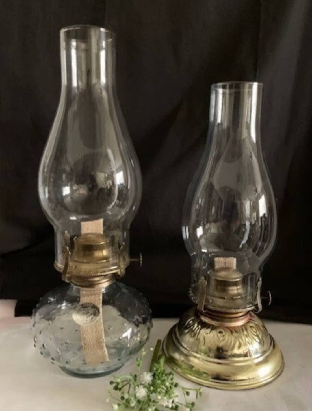Vintage Lamplight Farm Glass Clear Hobnail Base Oil Lamp Design-gold ...