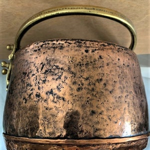 Vintage Mid Century Hand-made Hammered Large Copper Pot W/brass Handle ...