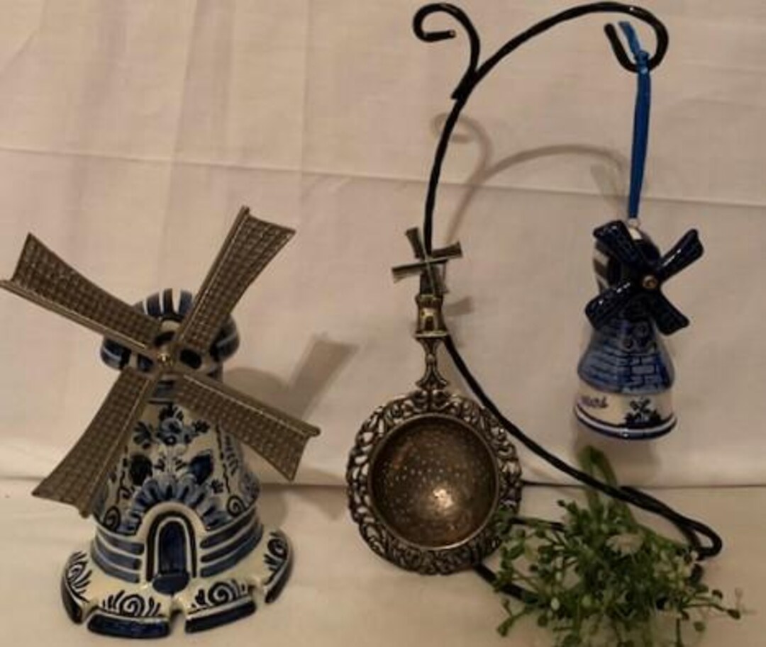 Vintage Norelco Delfts Blauw Hand Painted Porcelain Windmill 1964-brass ...