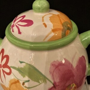 Vintage Large Teleflora White Porcelain Teapot With Pink Ceramic Rose ...