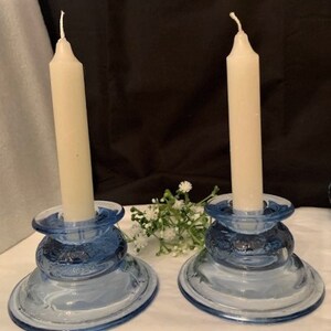Vintage Variety Collection Candlestick Holders - Fostoria Tall Icy Blue ...