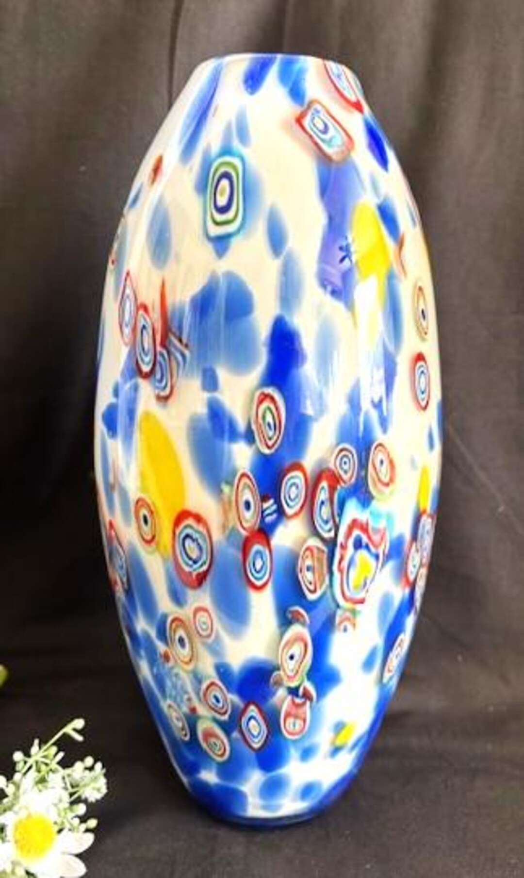 Vintage Hand-blown White Glass With Multi-colored Art Glass Torpedo ...