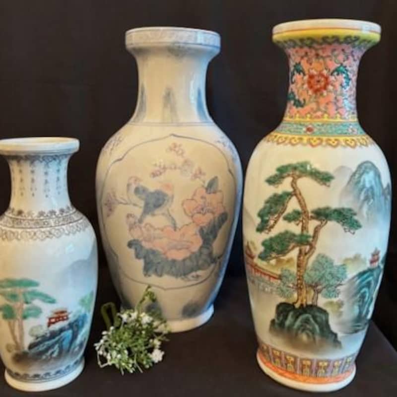 Tall Green Chinese Vase - Etsy