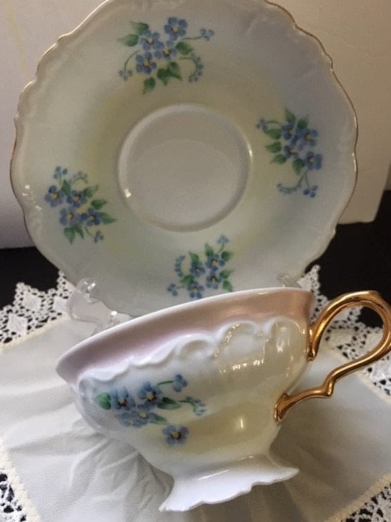 Vintage Edelstein Bavaria Footed Teacup and Saucer, Maria Theresia ...