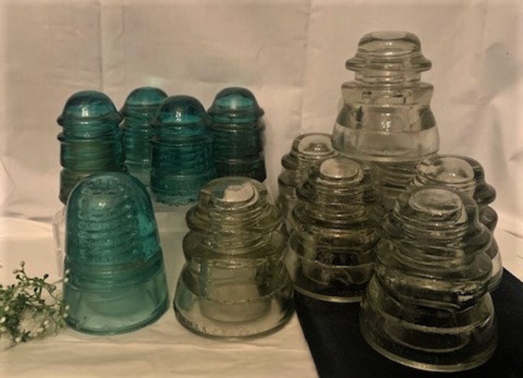 Vintage Collection of Colorful Glass Insulator- Hemingray #12-W ...