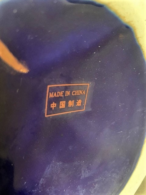 Vintage Large Cobalt Blue Satsuma Porcelain Water Bucket Style W/heavy ...