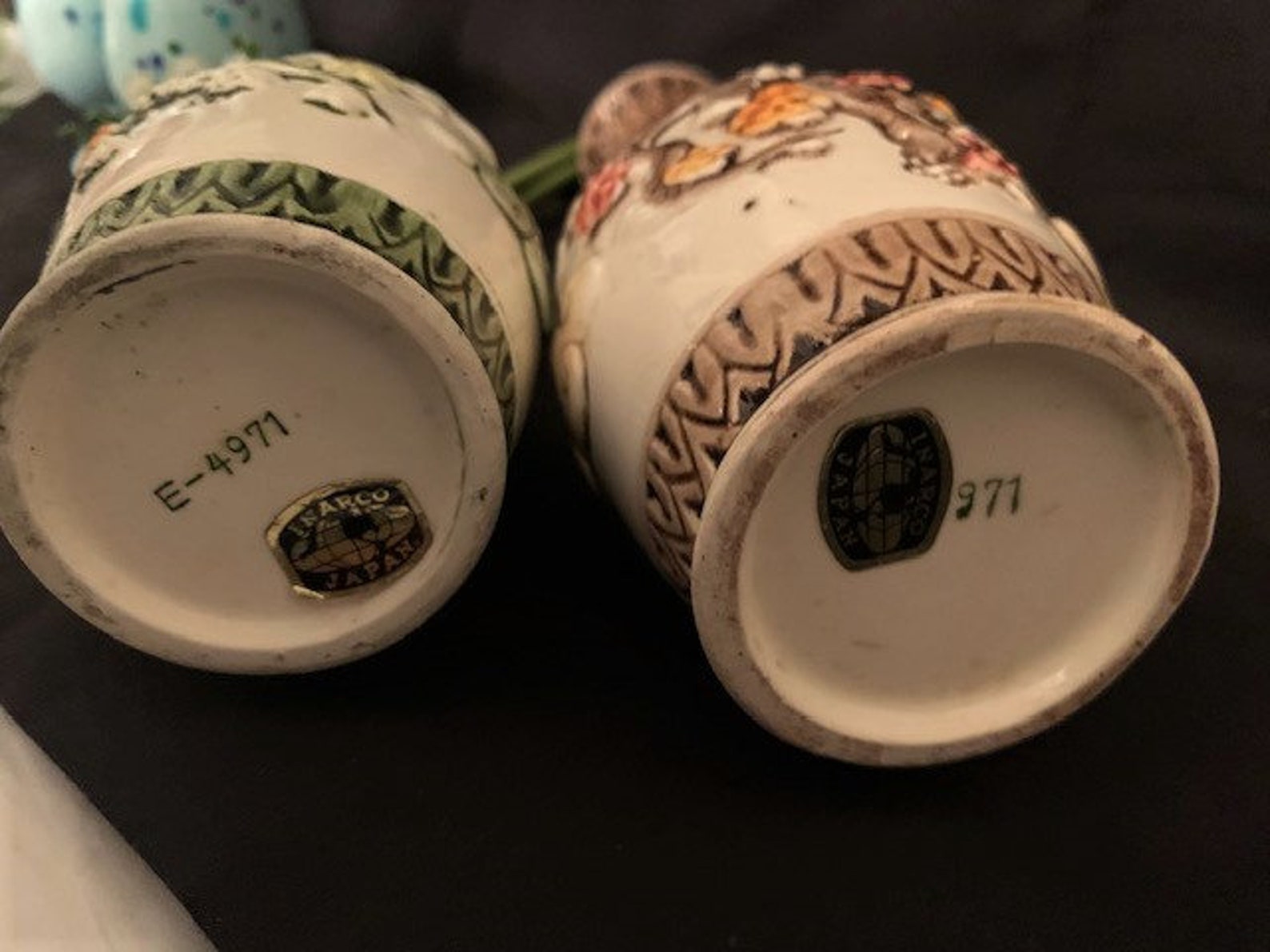 Vintage INARCO Japanese Cherry Blossom Bud Vases Flowers Hand Painted ...