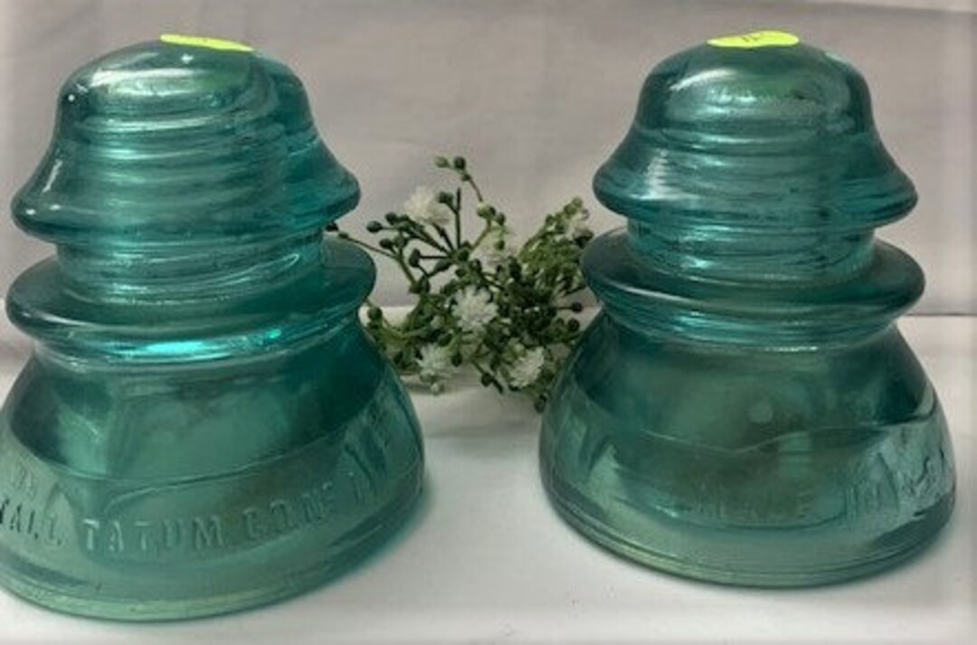 Vintage Collection of Whittall Tatum Co. No 1 Ice Aqua Glass Insulator ...