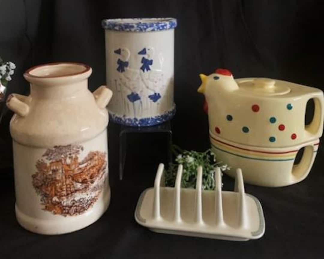 Vintage Variety Farmhouse Décor Kitchen Décor- Stackable Teapot & Cup ...