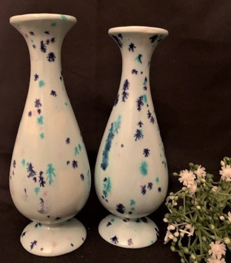 Vintage INARCO Japanese Cherry Blossom Bud Vases Flowers Hand Painted ...