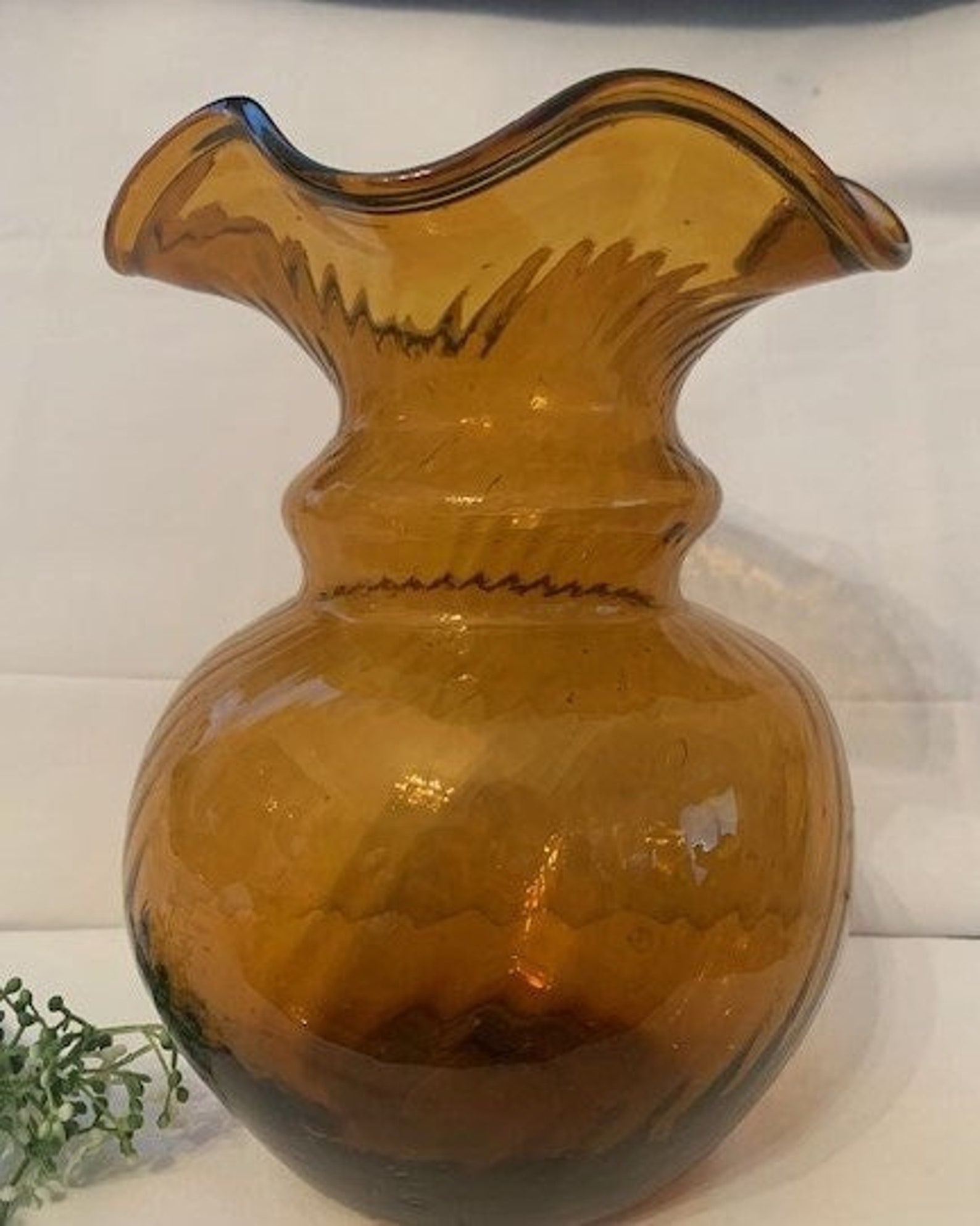 Vintage Variety Amber Glass- Clevenger Bros. Hand Blown Bubble Swirl ...