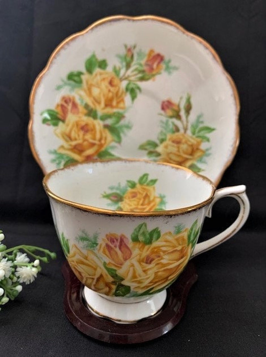 Vintage Royal Albert "tea Rose" Pattern Teacup and Saucer Set - Yellow ...