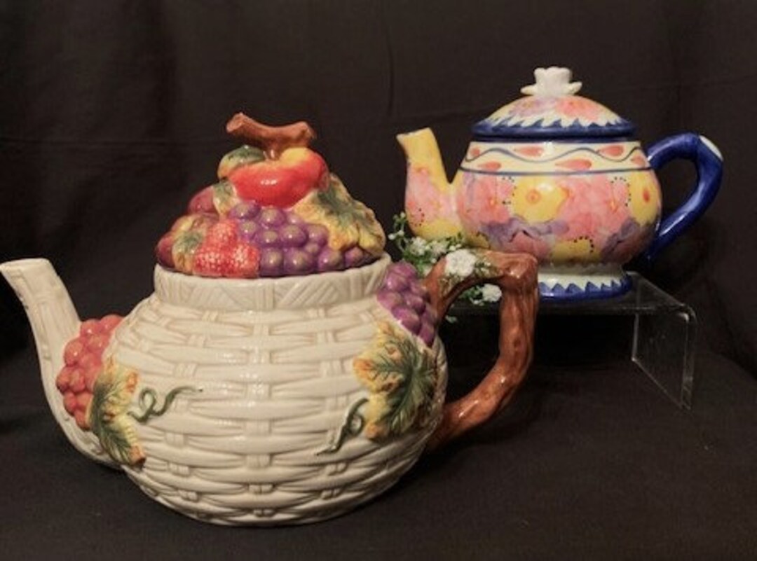 Vintage FTD Floral Teapot-vintage Baum Bros Cornucopia Ceramic Fruit ...