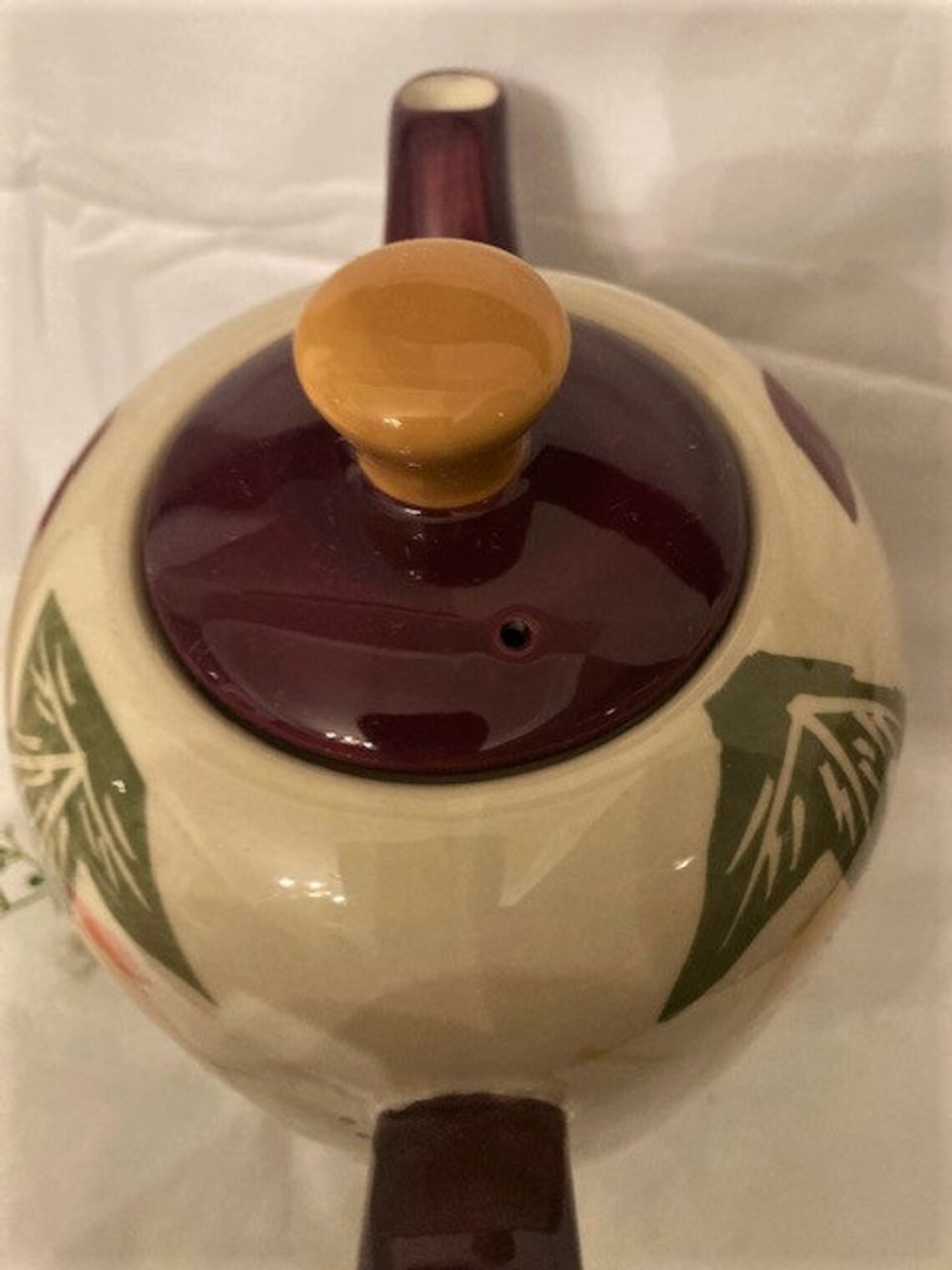 Vintage Tall Large Coffee Tea Pot by Huesnbrews- Fall Leaves Pattern ...