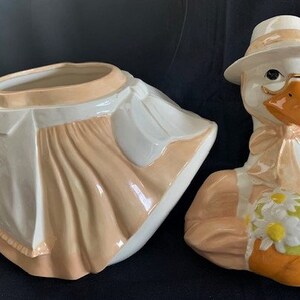 Vintage Large Mother Goose Ceramic Cookie Jar With Sun Bonnet & Daisy ...