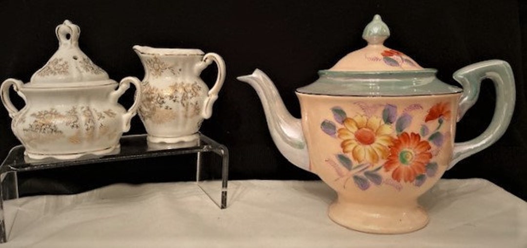 Vintage Japanese Iridescent Lusterware Teapot & Vintage Japan Creamer ...