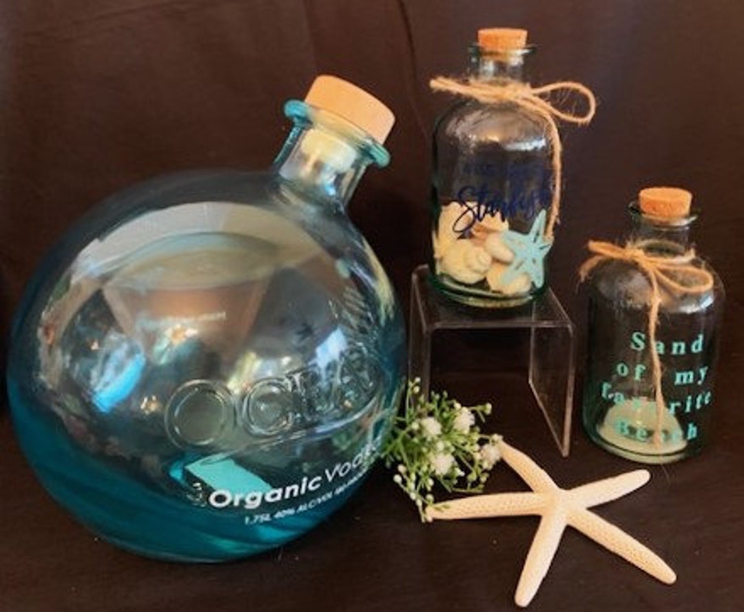 Beach Décor Shore Living Clear Glass Bottles With Seashells and Cork ...