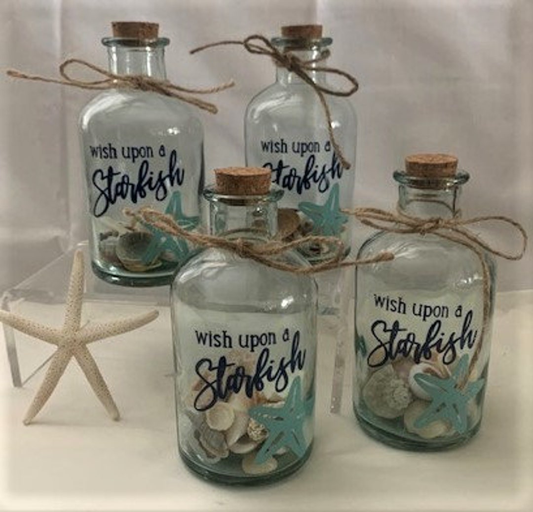 Beach Décor Shore Living Clear Glass Bottles With Seashells and Cork ...