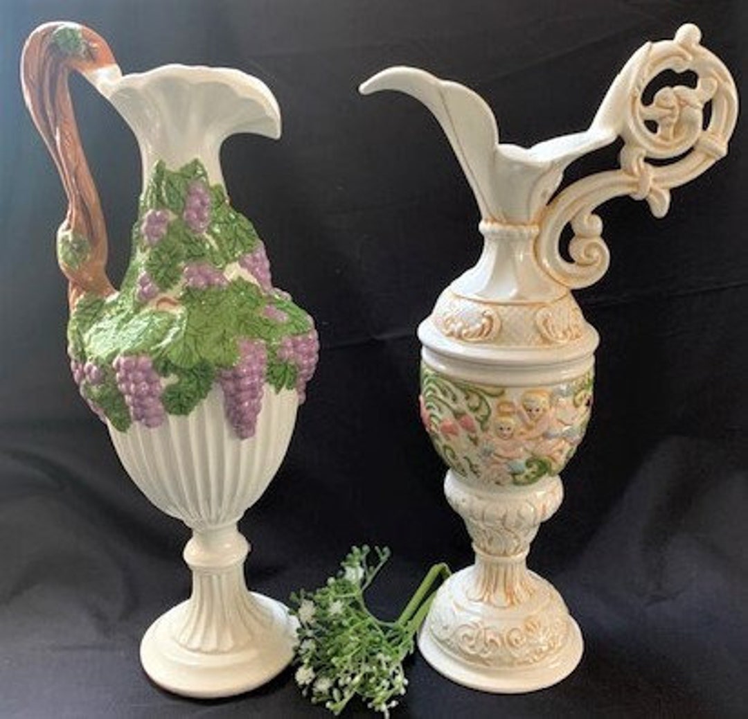 Vintage Arnel Ceramic Pitcher With Cascading Grapevine Design Twisted ...