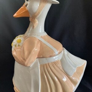Vintage Large Mother Goose Ceramic Cookie Jar With Sun Bonnet & Daisy ...