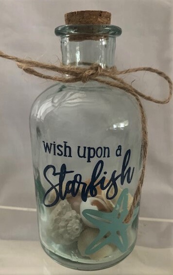 Beach Décor Shore Living Clear Glass Bottles With Seashells and Cork ...