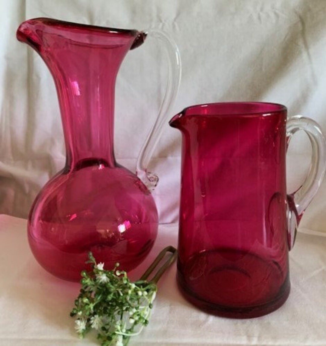 Vintage Pilgrim Glass Hand-blown Pitcher & Rossi Art Glass Co Niagara ...
