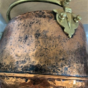 Vintage Mid Century Hand-made Hammered Large Copper Pot W/brass Handle ...