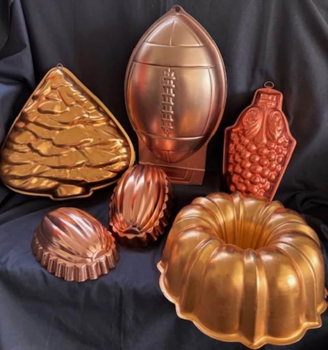 Vintage Varity Copper Jell-o Mold Bundt Collection-football-grape ...