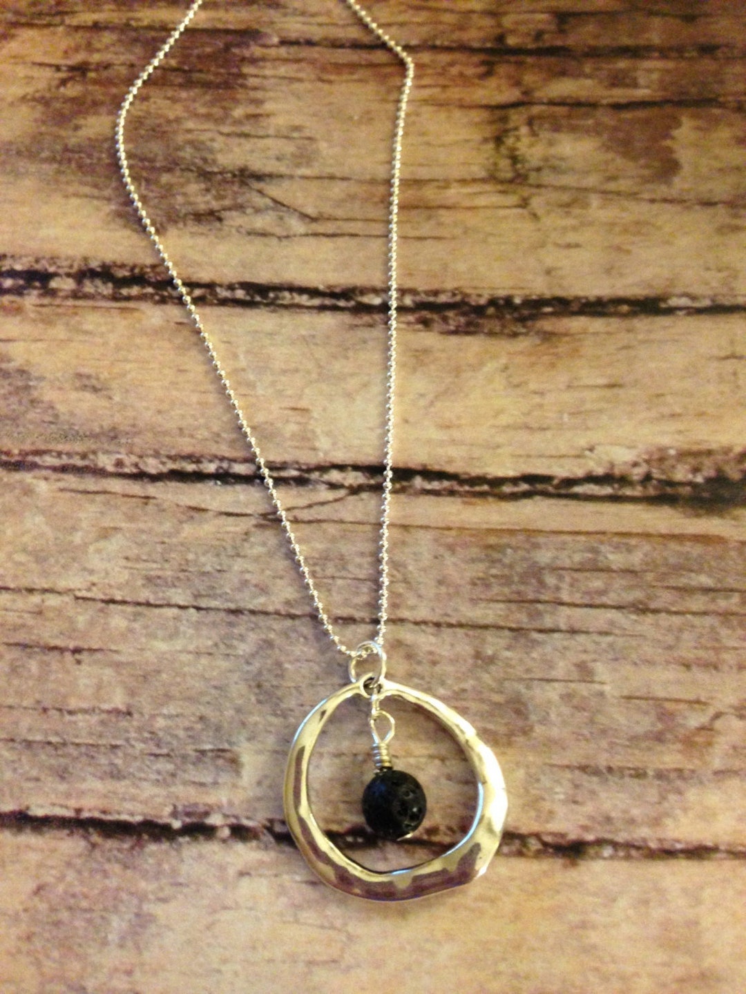 Silver Circle Lava Diffuser Necklace - Etsy