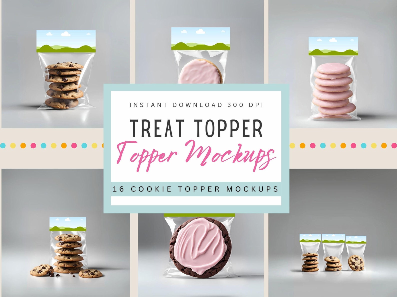 Cookie Treat Bag Topper Mockup [instant Download] 16 High Resolution ...